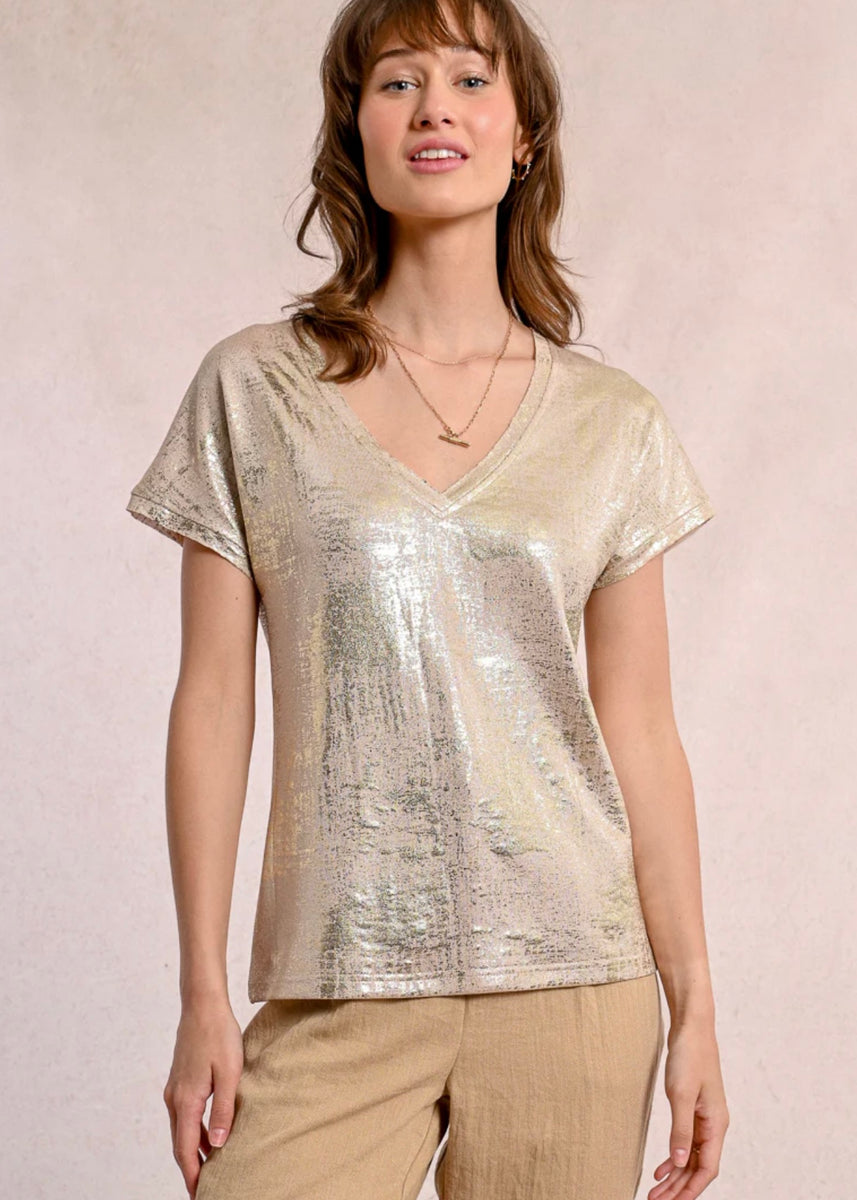 Samantha Shimmer Tee - Final Sale – G and G Womens Boutique